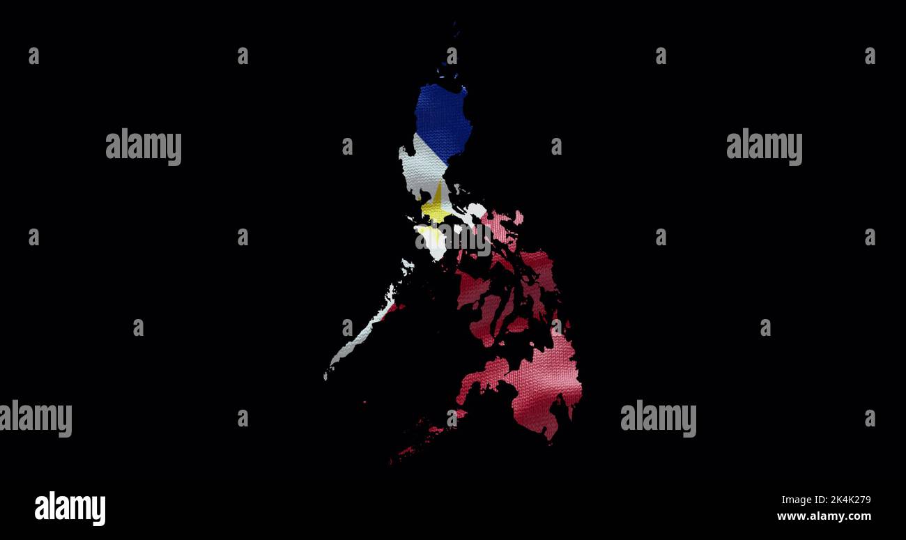 Philippines map shape with waving flag background. Alpha channel ...