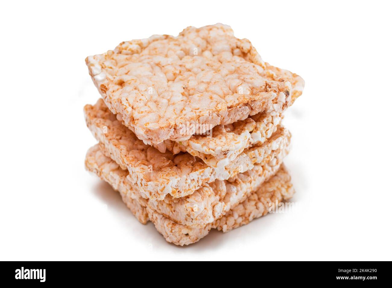 A Stack of Square Rice Cakes - Isolated on White. Dietary Crispbread ...