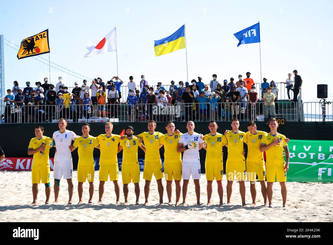 Akashi, Hyogo, Japan. 2nd Oct, 2022. Ukraine team group Beach Soccer ...