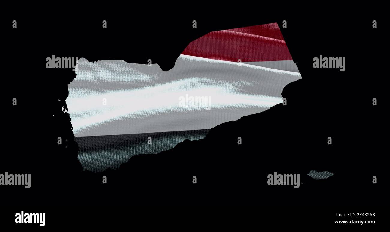 Yemen map shape waving flag hi-res stock photography and images - Alamy