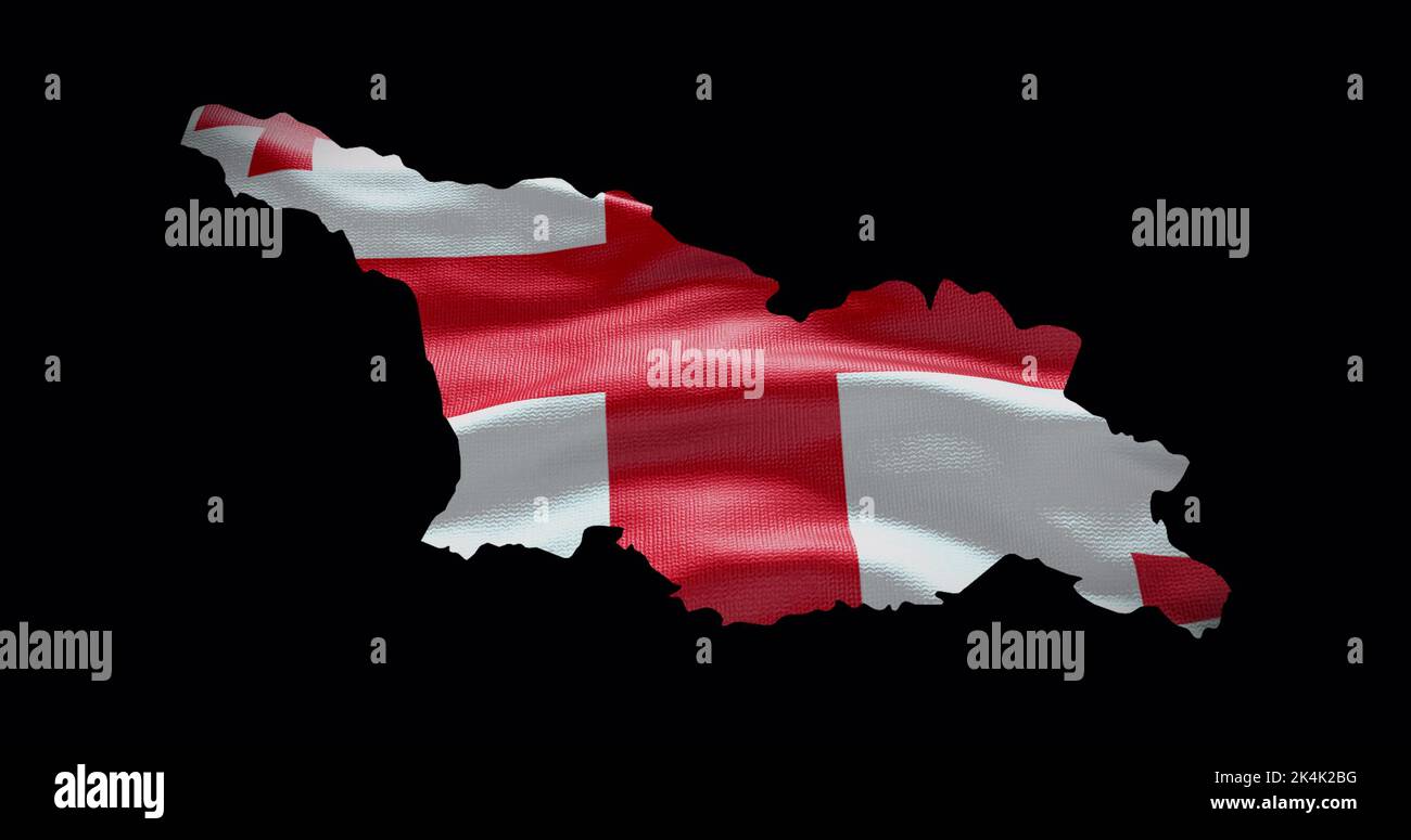 Georgia map shape with waving flag background. Alpha channel outline of ...