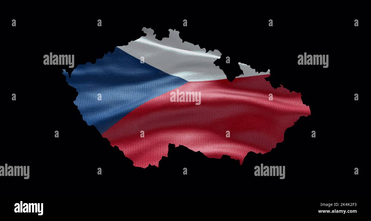 Czechia Czech map shape with waving flag background. Alpha channel ...