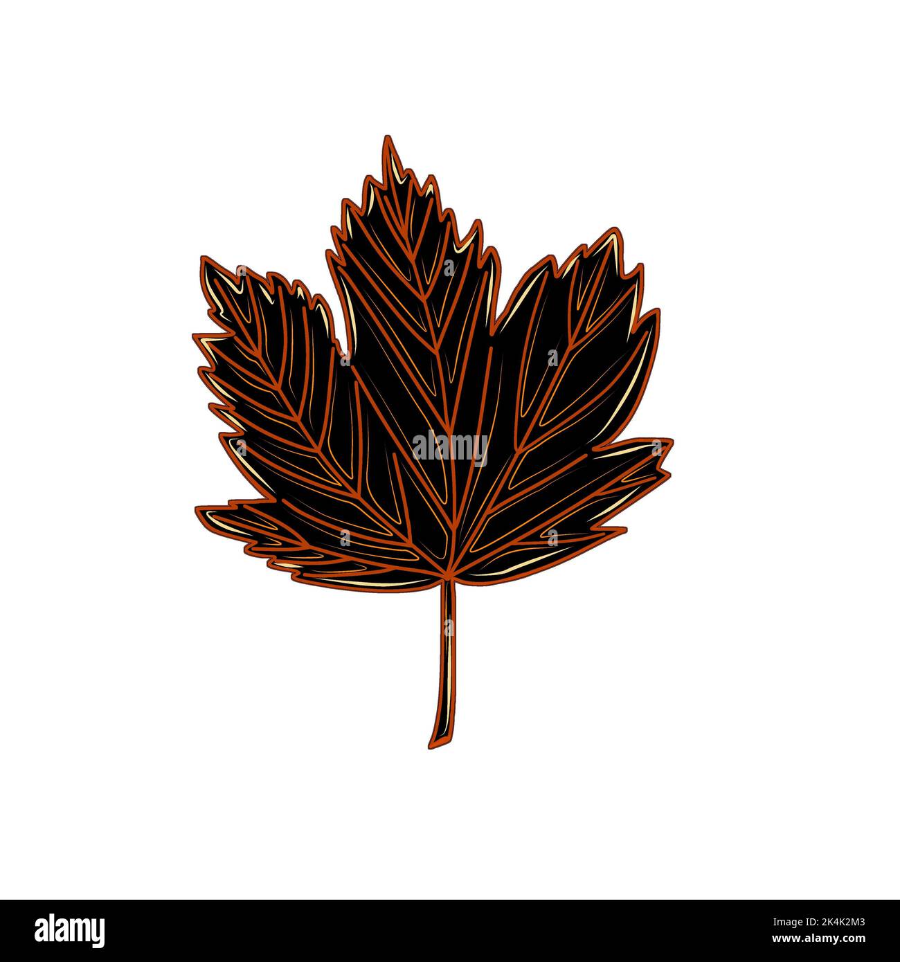 Autumn maple leaf black. Vector illustration with transparent ...