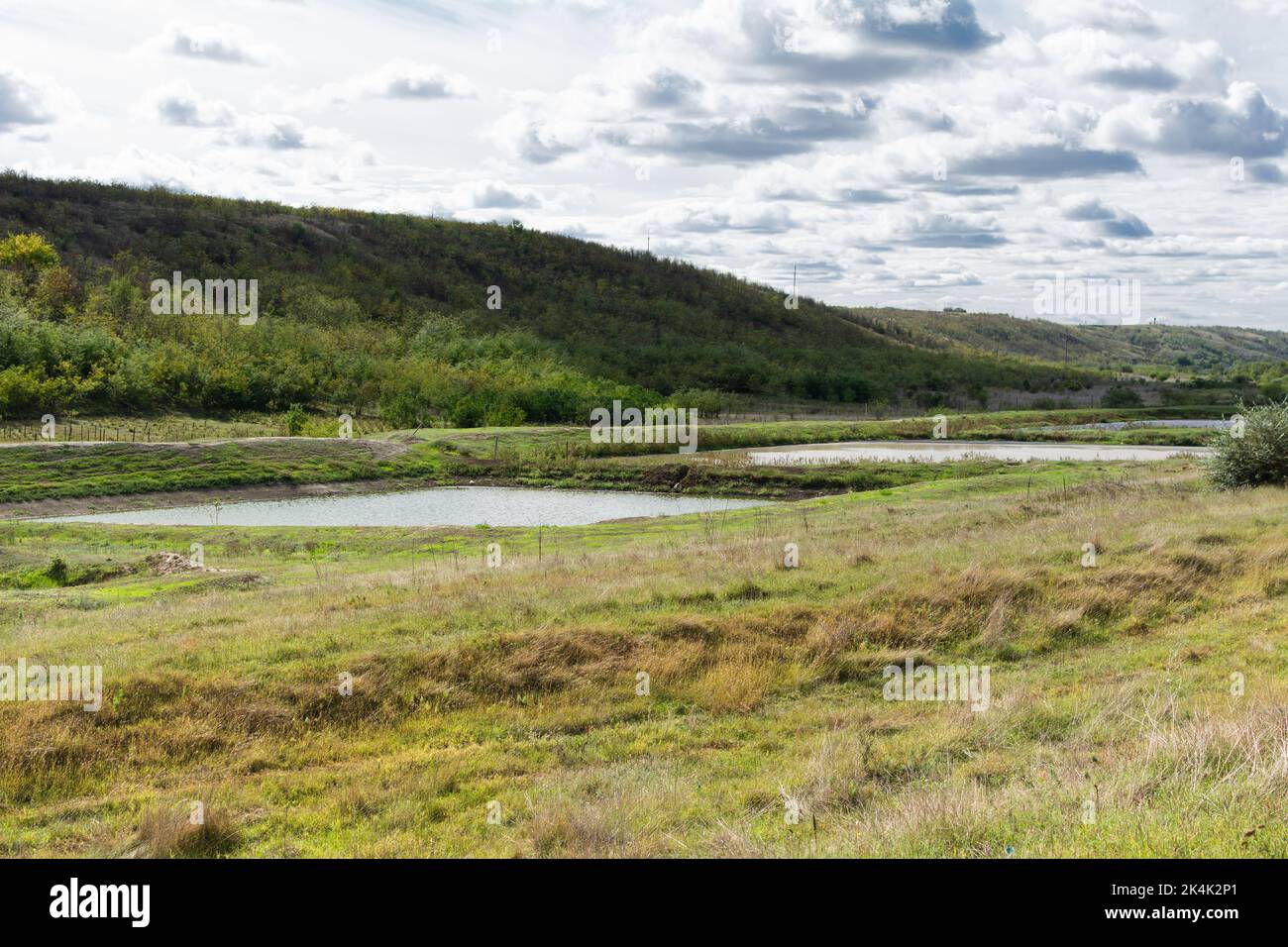 Ground pond for fish farm at the village in Cahul, Moldova Stock Photo ...