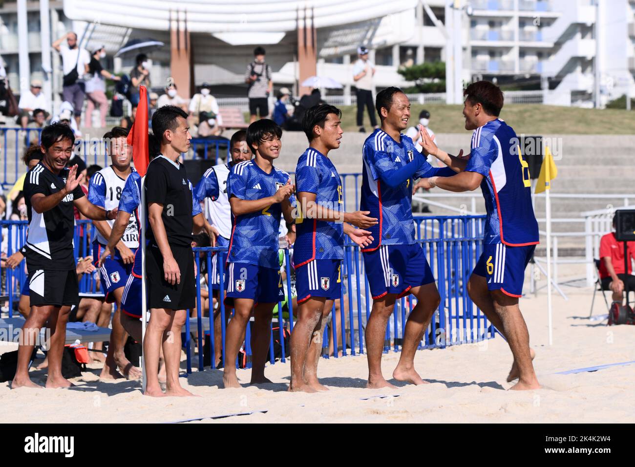 Akashi, Hyogo, Japan. 2nd Oct, 2022. Japan team group Beach Soccer ...