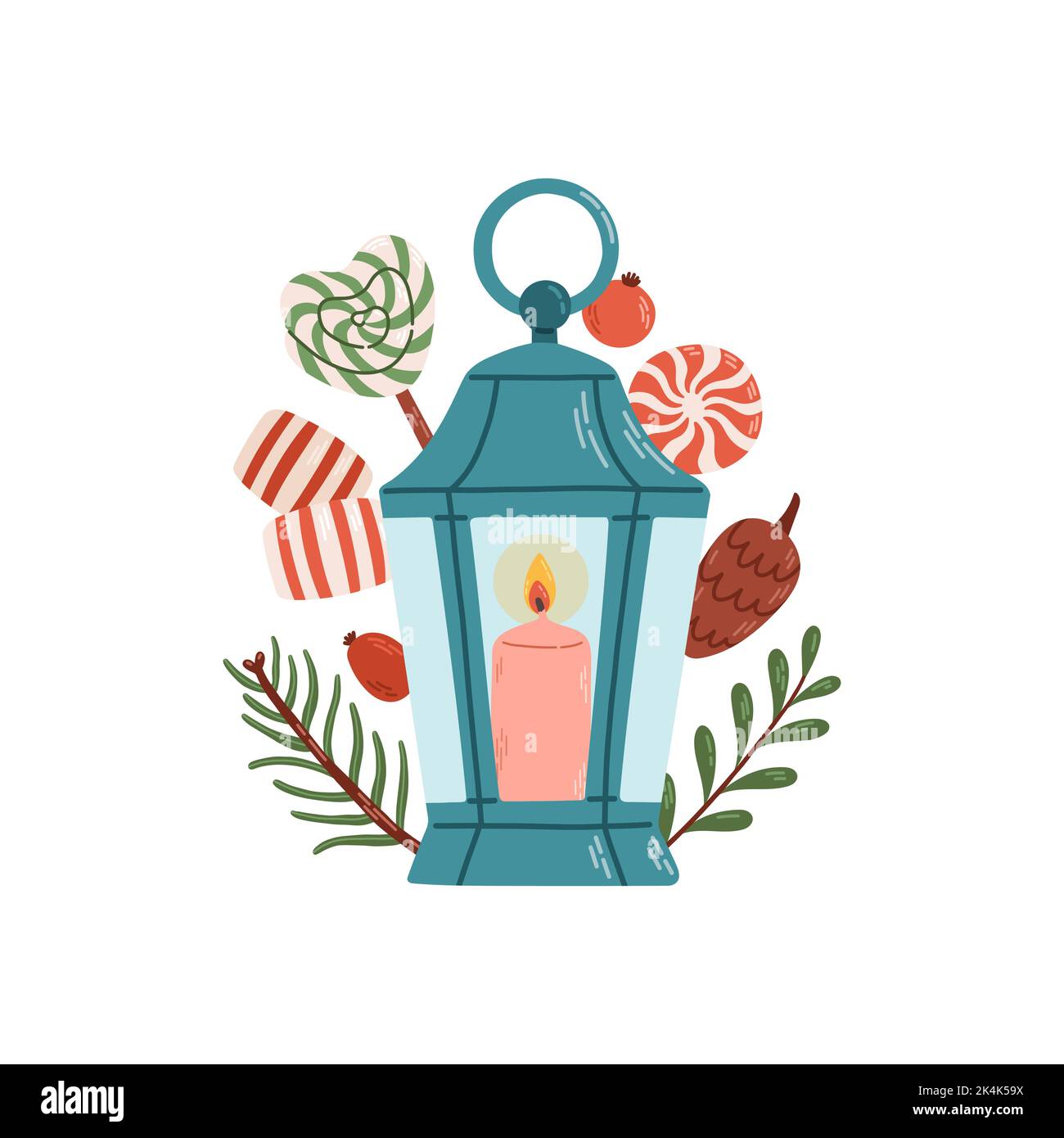 Christmas lantern winter decor flat design vector Stock Vector Image ...