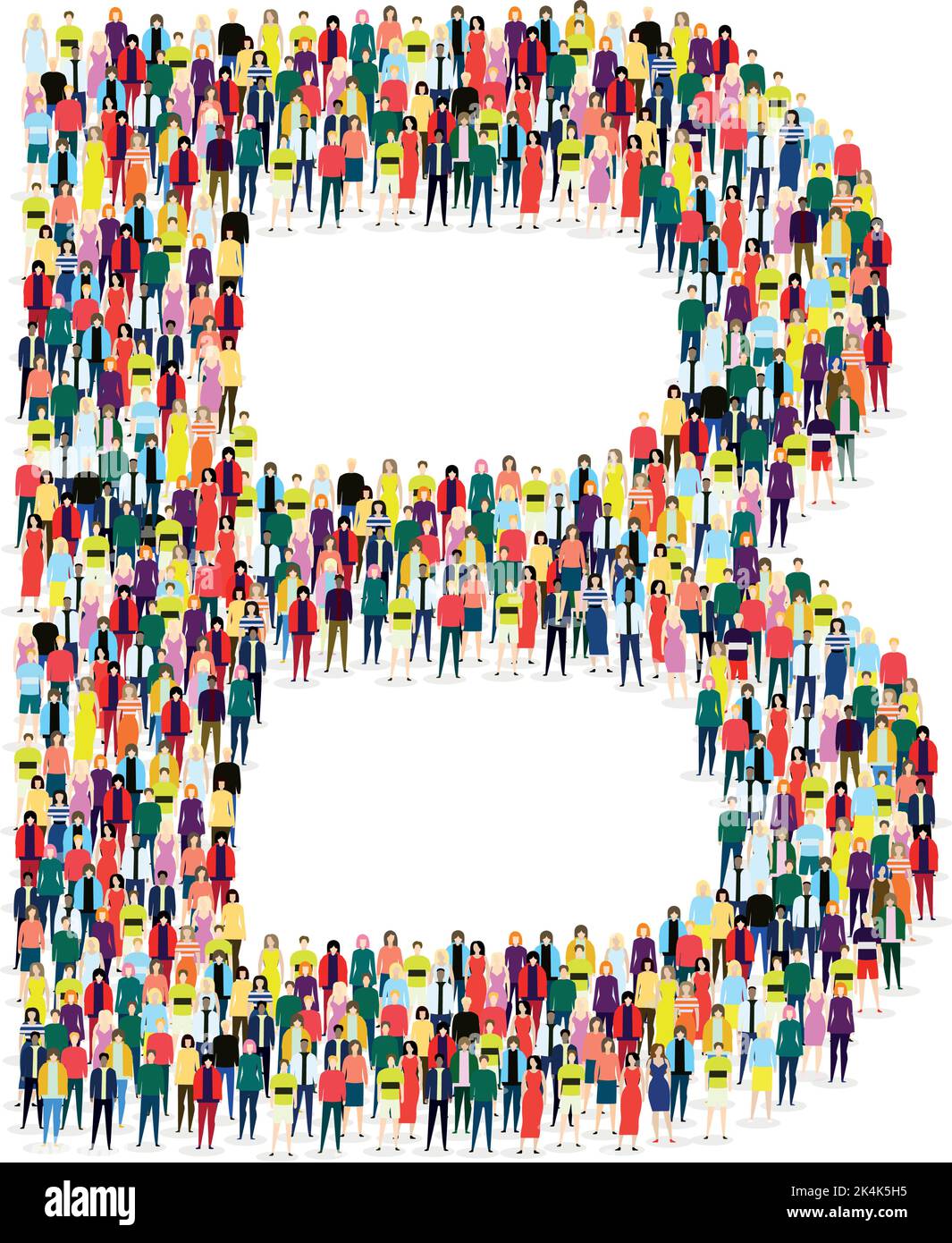 Letter B assembled from many people on a white background - Vector ...