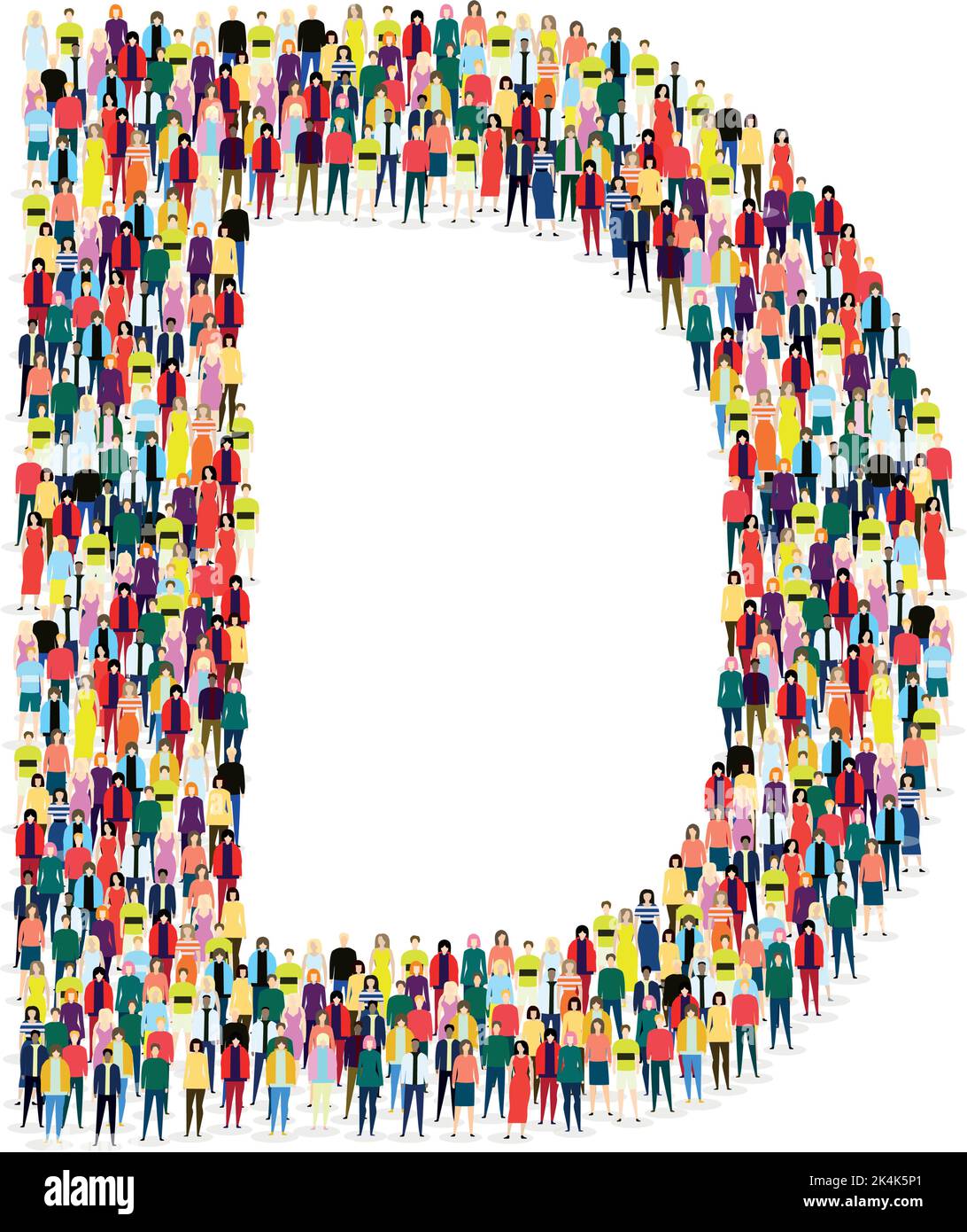 Letter D assembled from many people on a white background - Vector ...