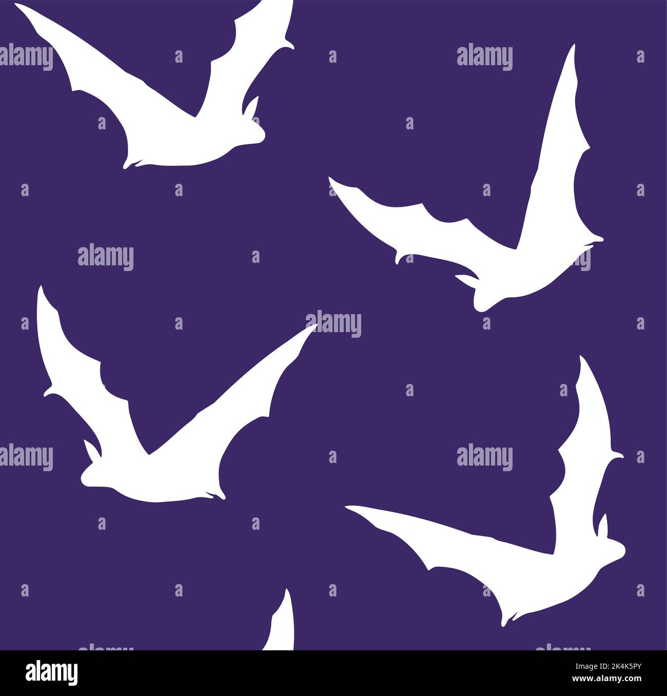 Vector seamless pattern of hand drawn bat silhouette isolated on purple ...