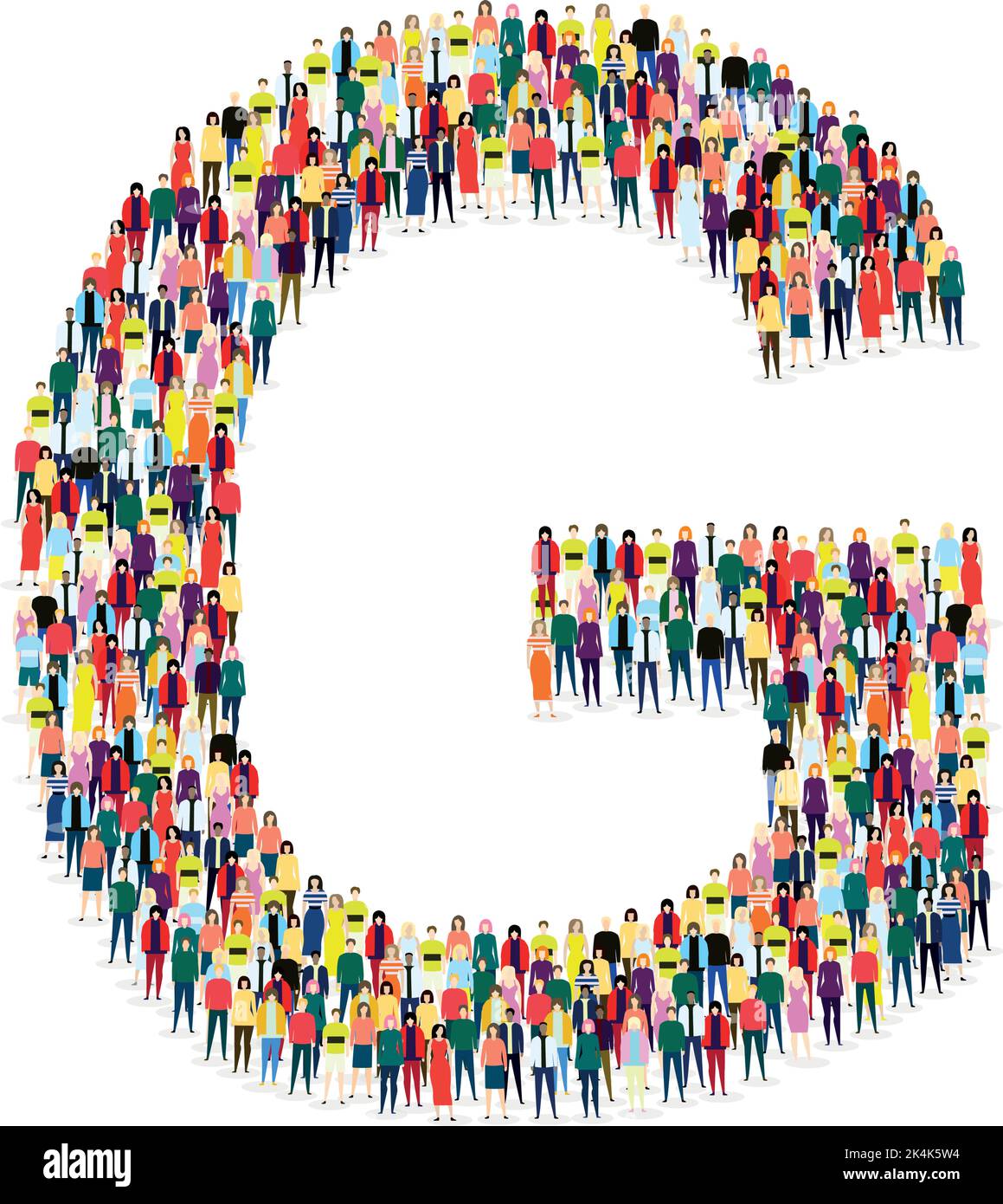 Letter G assembled from a lot of people on a white background - Vector ...