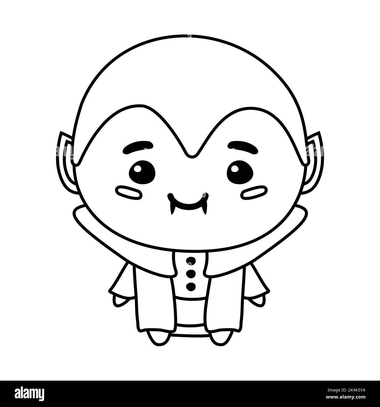 Vector flat hand drawn outline cute vampire isolated on white ...