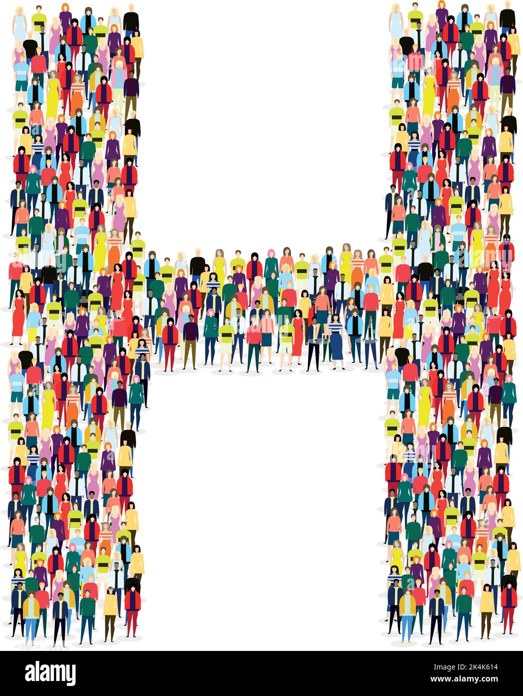 Letter H assembled from a lot of people on a white background - Vector ...