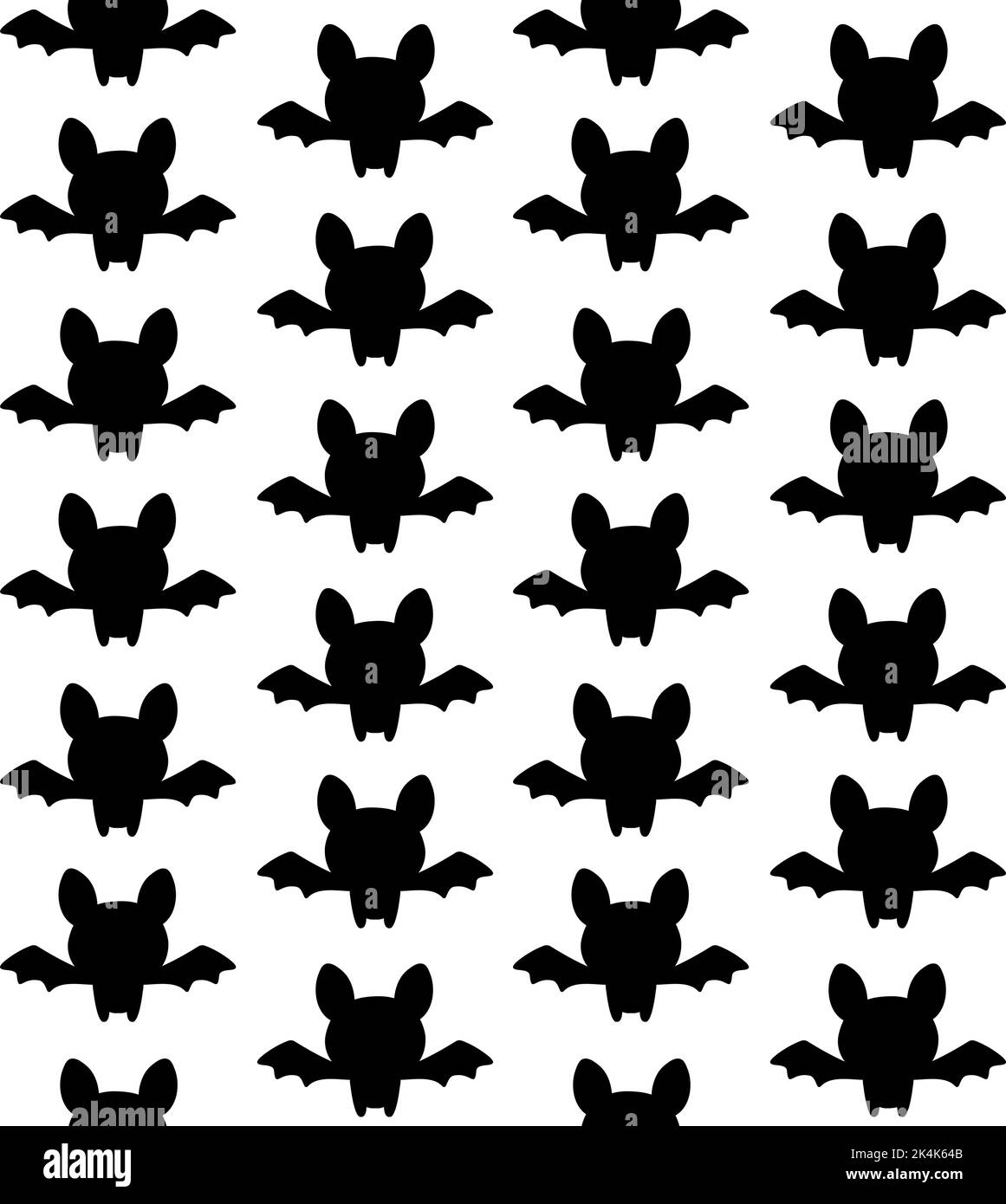 Vector seamless pattern of flat hand drawn cute bat silhouette isolated ...