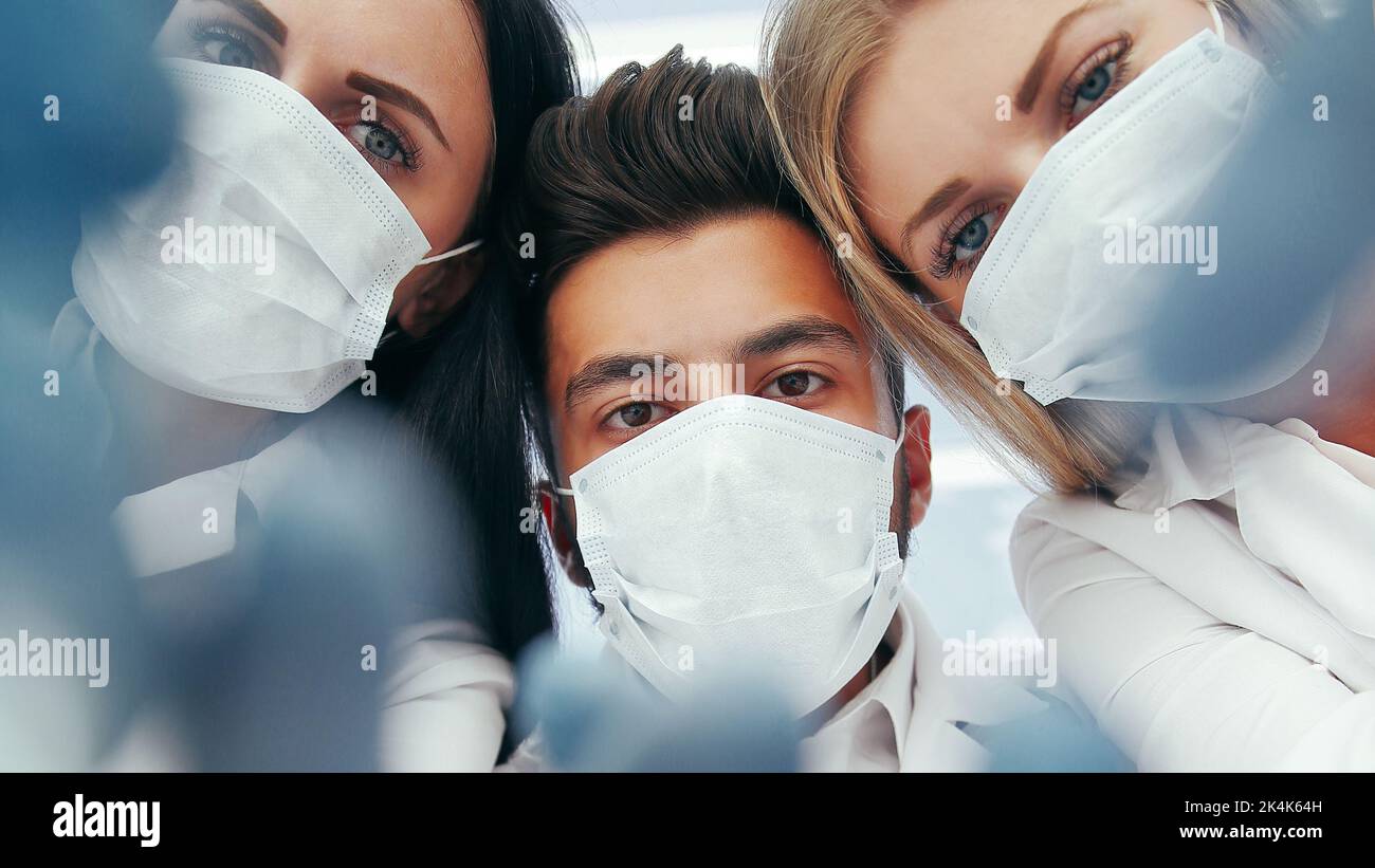 bottom view .a group of surgeons performed the operation Stock Photo ...