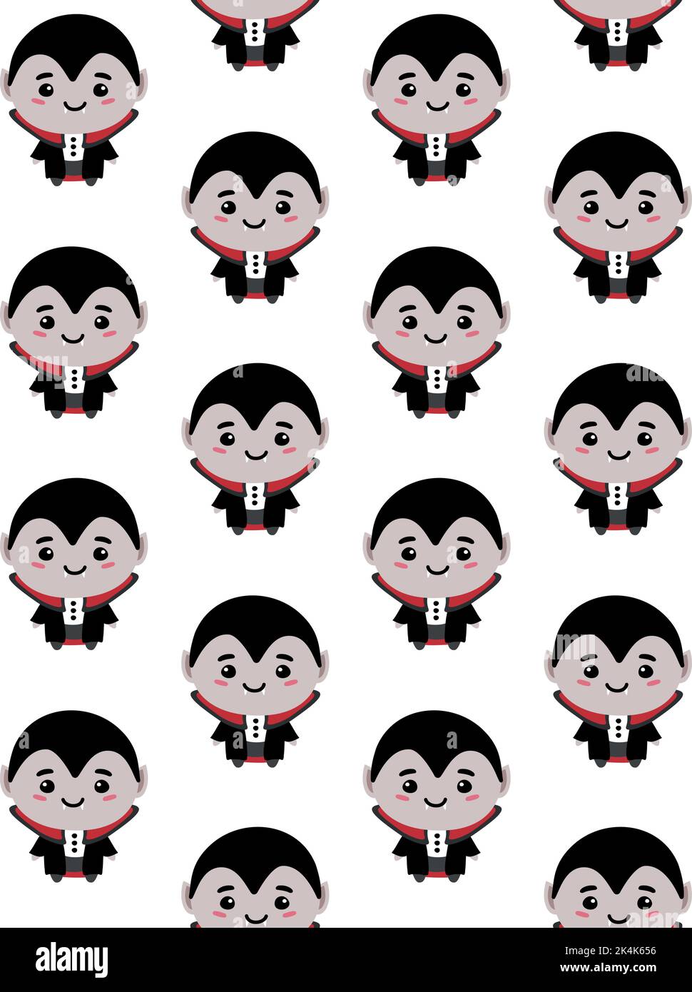 Vector seamless pattern of flat hand drawn cute vampire isolated on ...