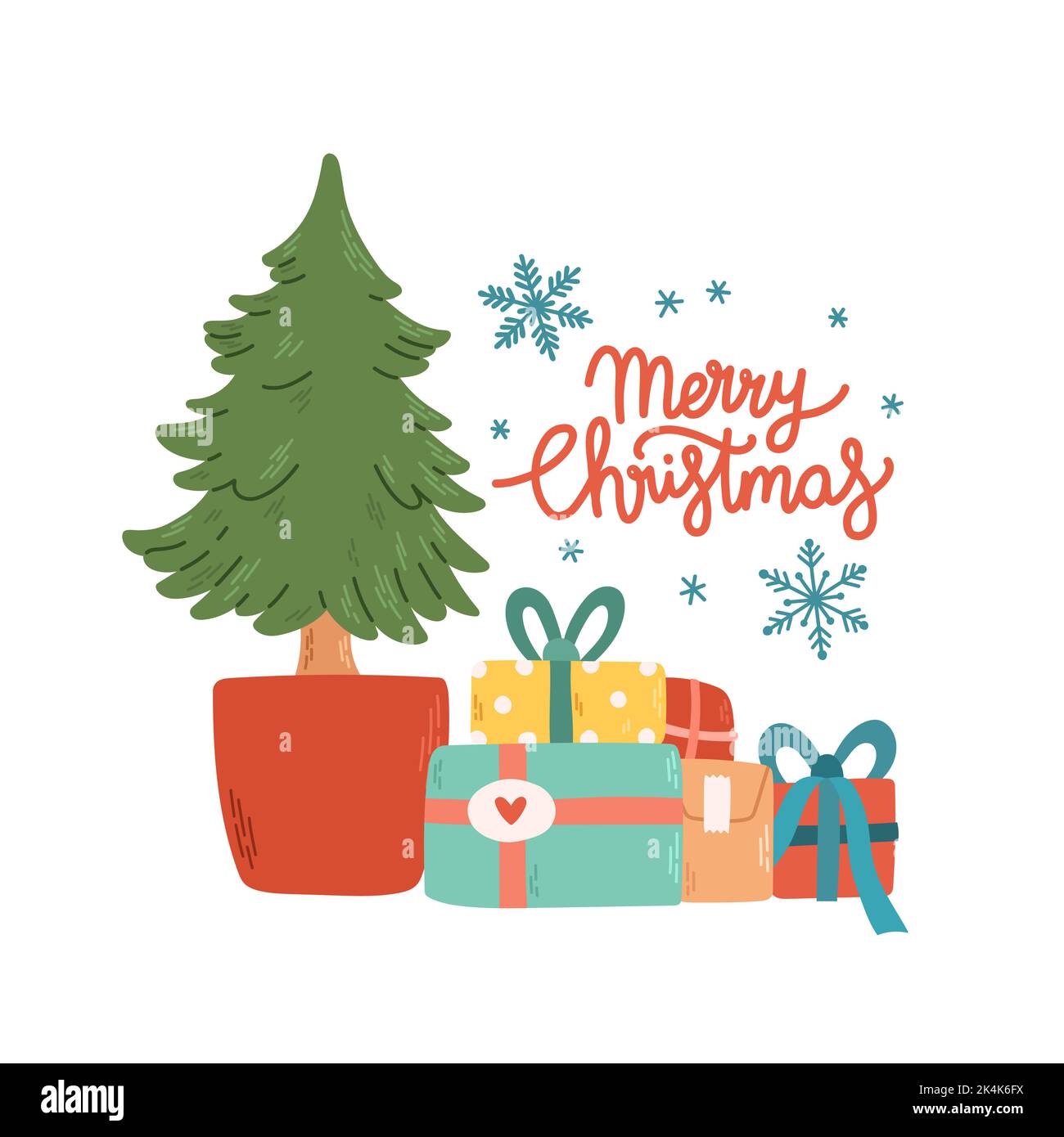 Presents under the tree Stock Vector Images - Alamy