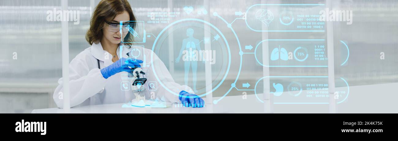 science technology chemist developing concept, female researcher ...