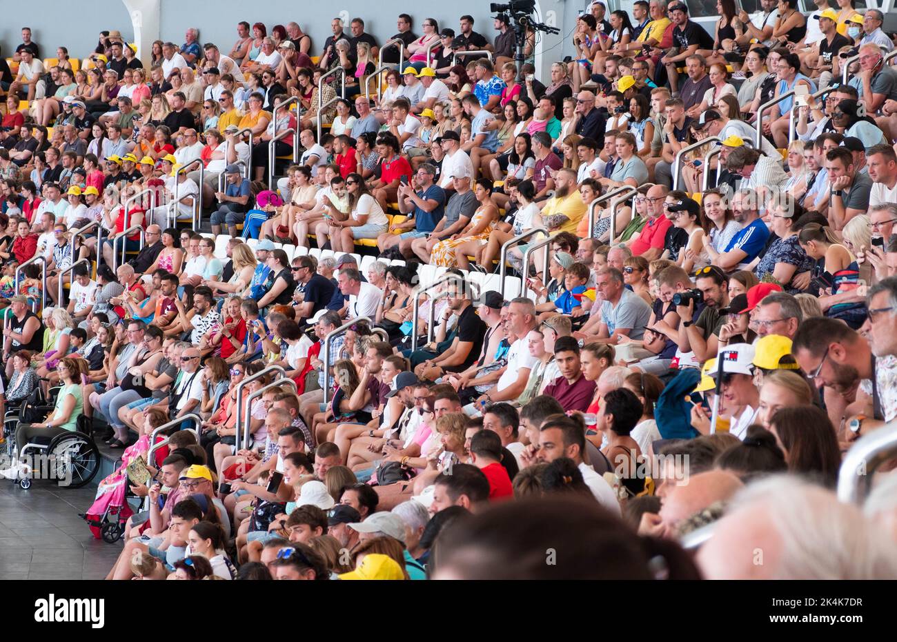 Tenerife, Spain - August, 2022: Crowd of people, audience at Orca whale ...