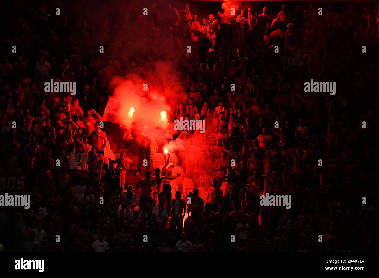 Benfica supporters use a bomb smokes during the UEFA Champions League ...
