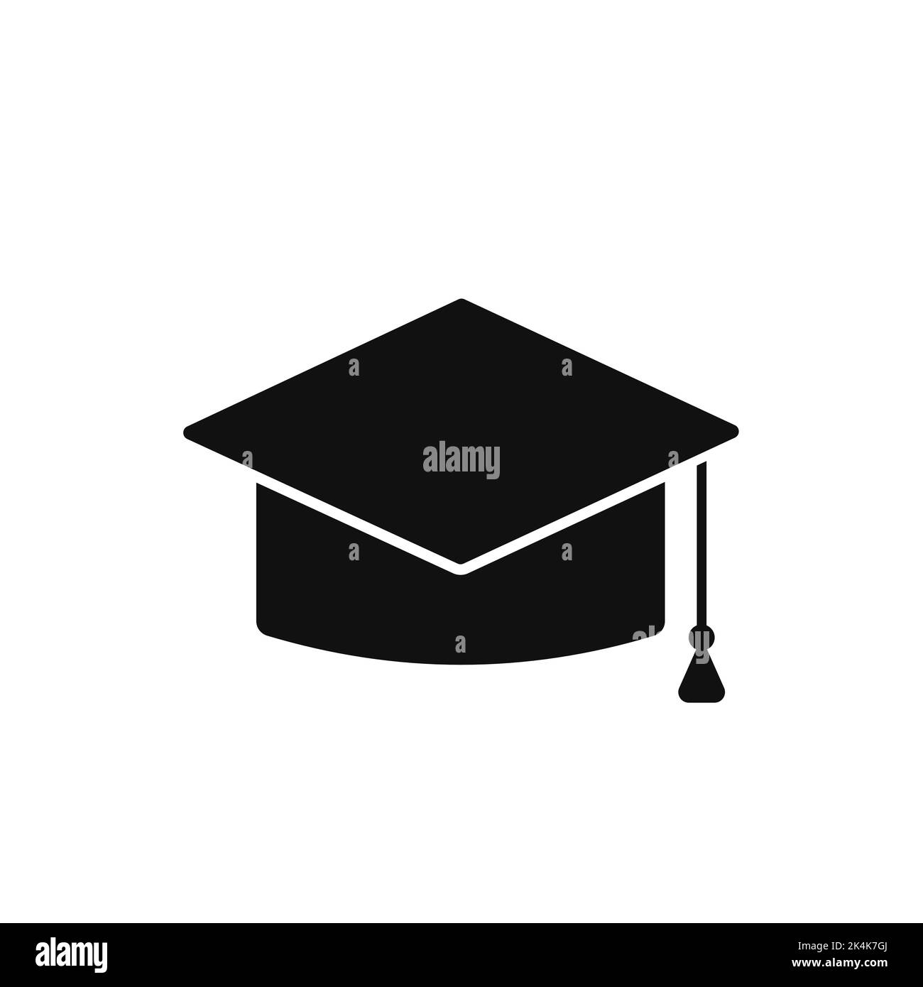 Black graduate cap icon. Tassel cap of graduated college and university ...