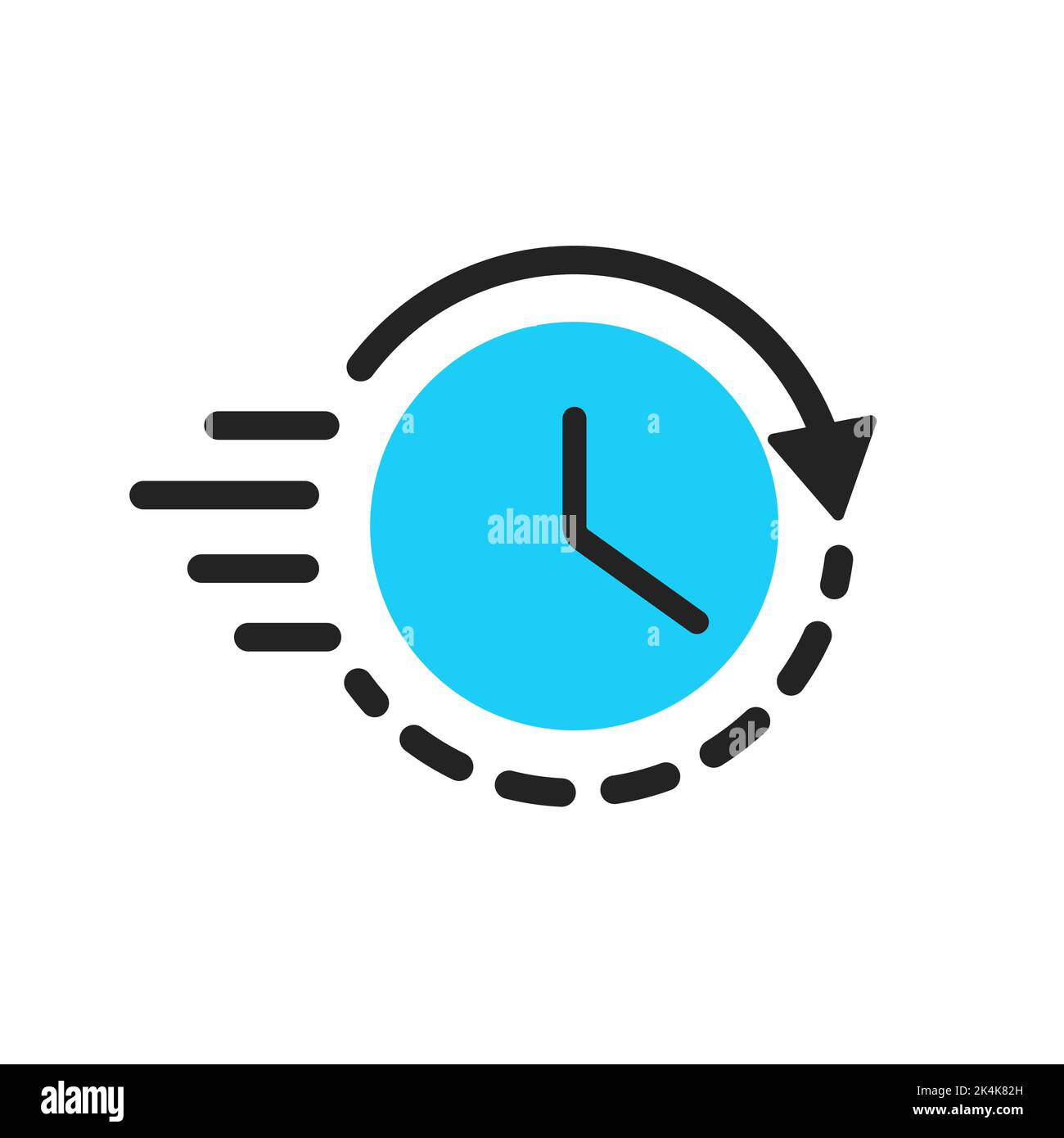 Time symbol icon. Dial with pointers and curved speed arrow Stock ...