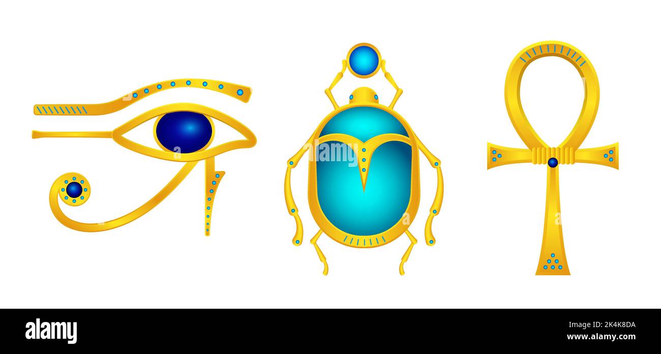 Egyptian antique gold symbols talismans Stock Vector Image & Art - Alamy