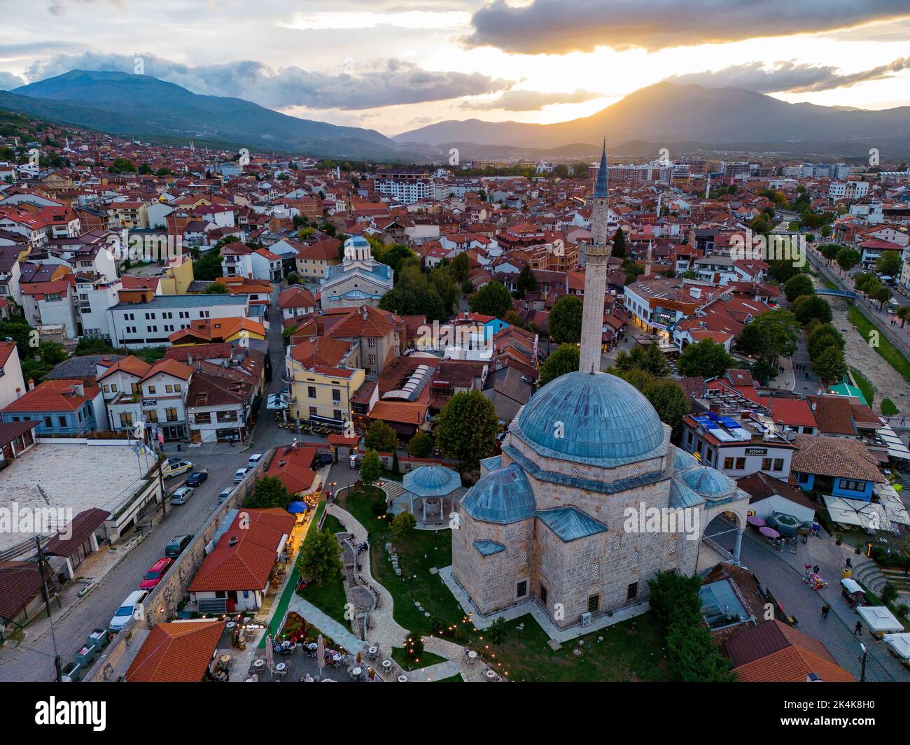 Prizren Old Town Aerial View. Sinan Pasha Mosque. Historic and ...
