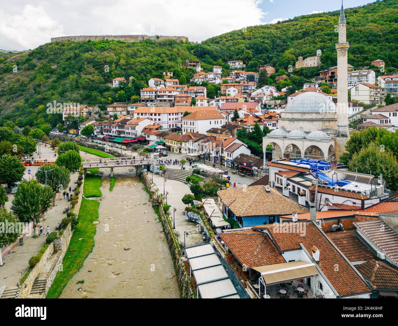 Prizren Old Town Aerial View. Sinan Pasha Mosque. Historic and ...
