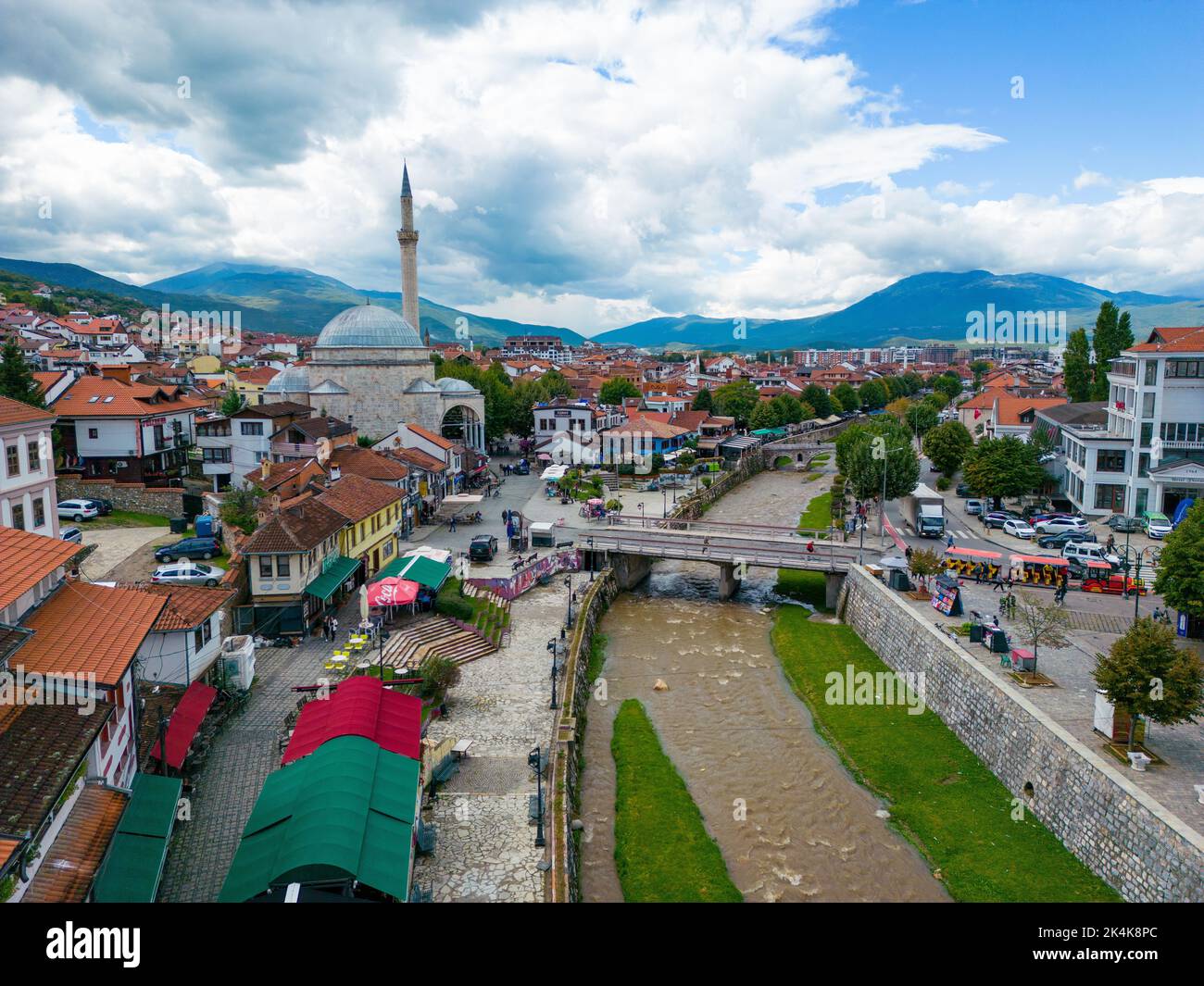 Prizren Old Town Aerial View. Sinan Pasha Mosque. Historic and ...