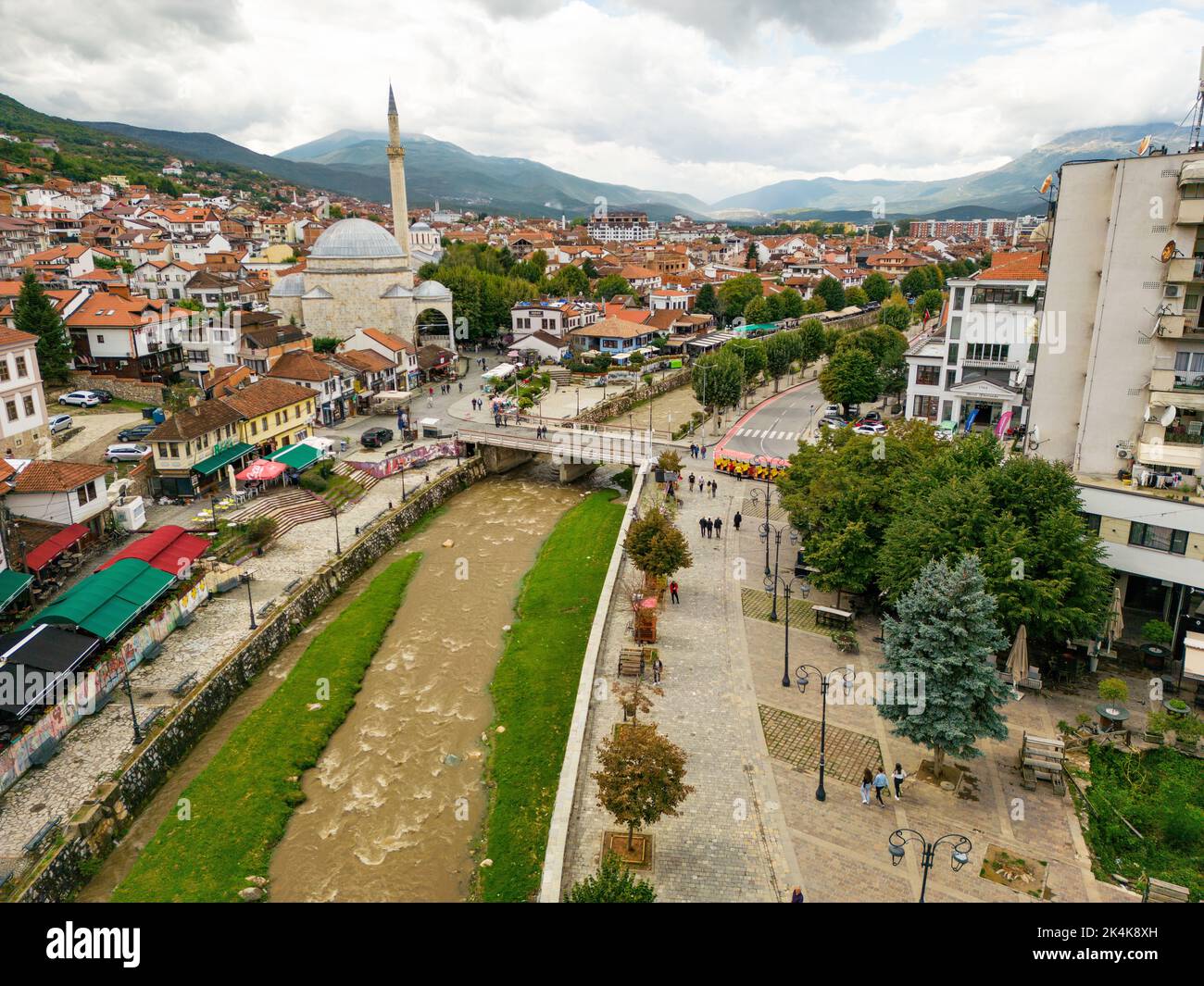 Prizren Old Town Aerial View. Sinan Pasha Mosque. Historic and ...