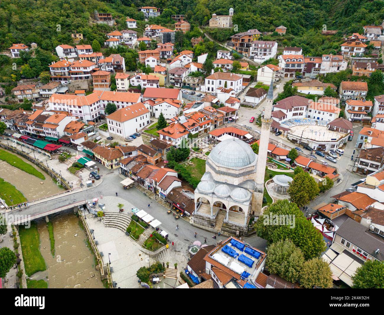 Prizren Old Town Aerial View. Sinan Pasha Mosque. Historic and ...