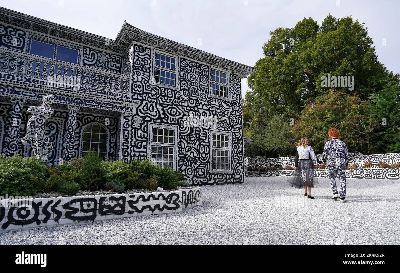 British artist Sam Cox, aka Mr Doodle, with his wife Alena, reveals the ...