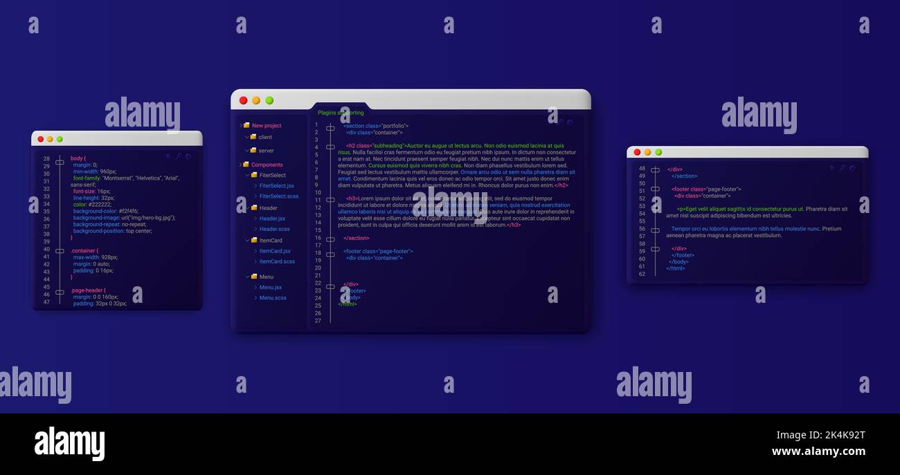 Web windows with code template Stock Vector Image & Art - Alamy