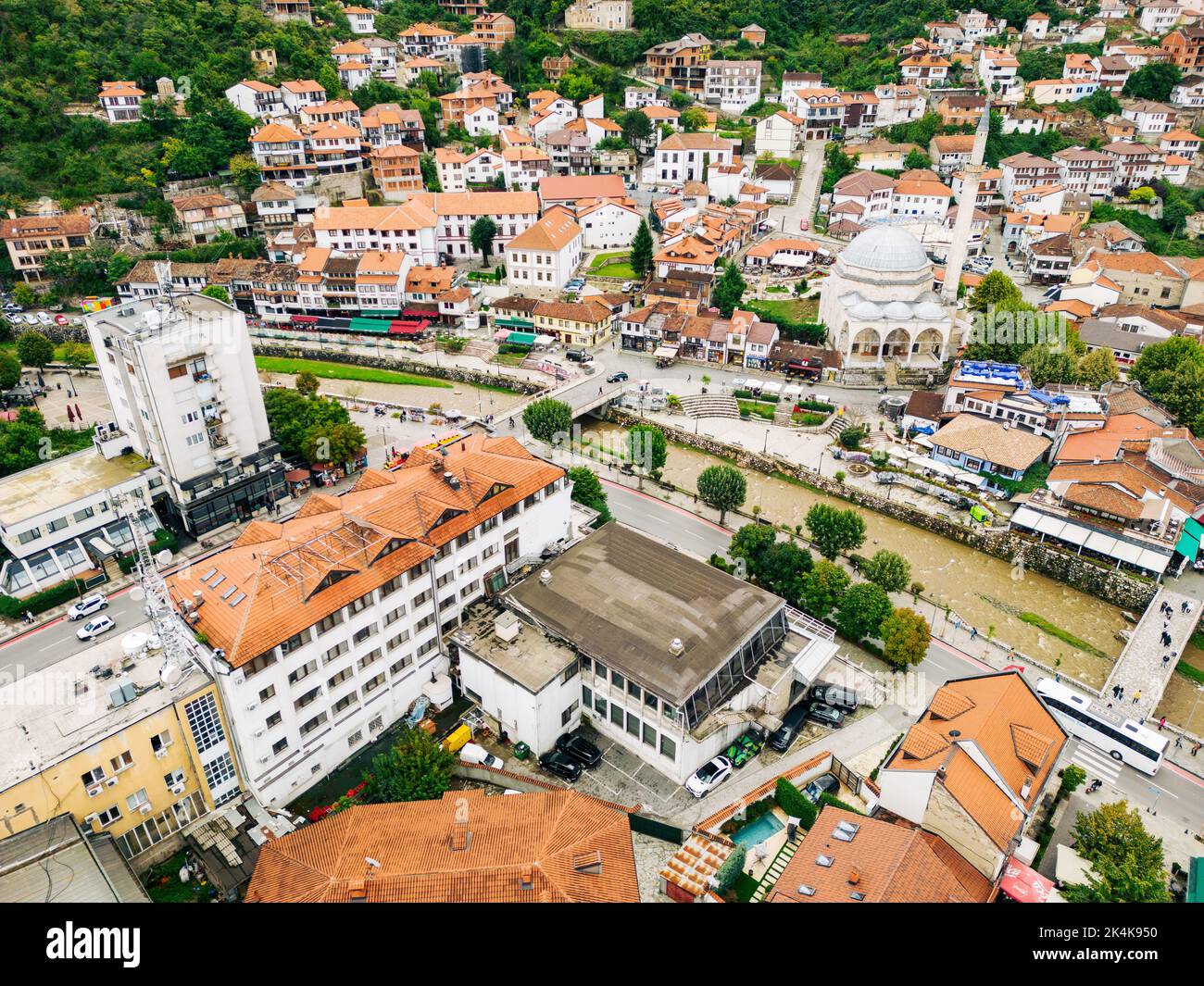 Prizren Old Town Aerial View. Sinan Pasha Mosque. Historic and ...