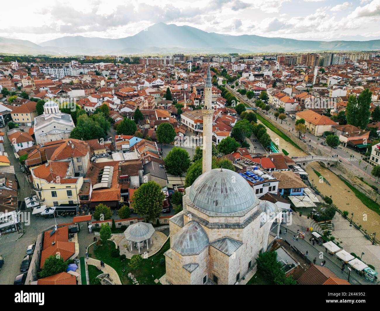Prizren Old Town Aerial View. Sinan Pasha Mosque. Historic and ...