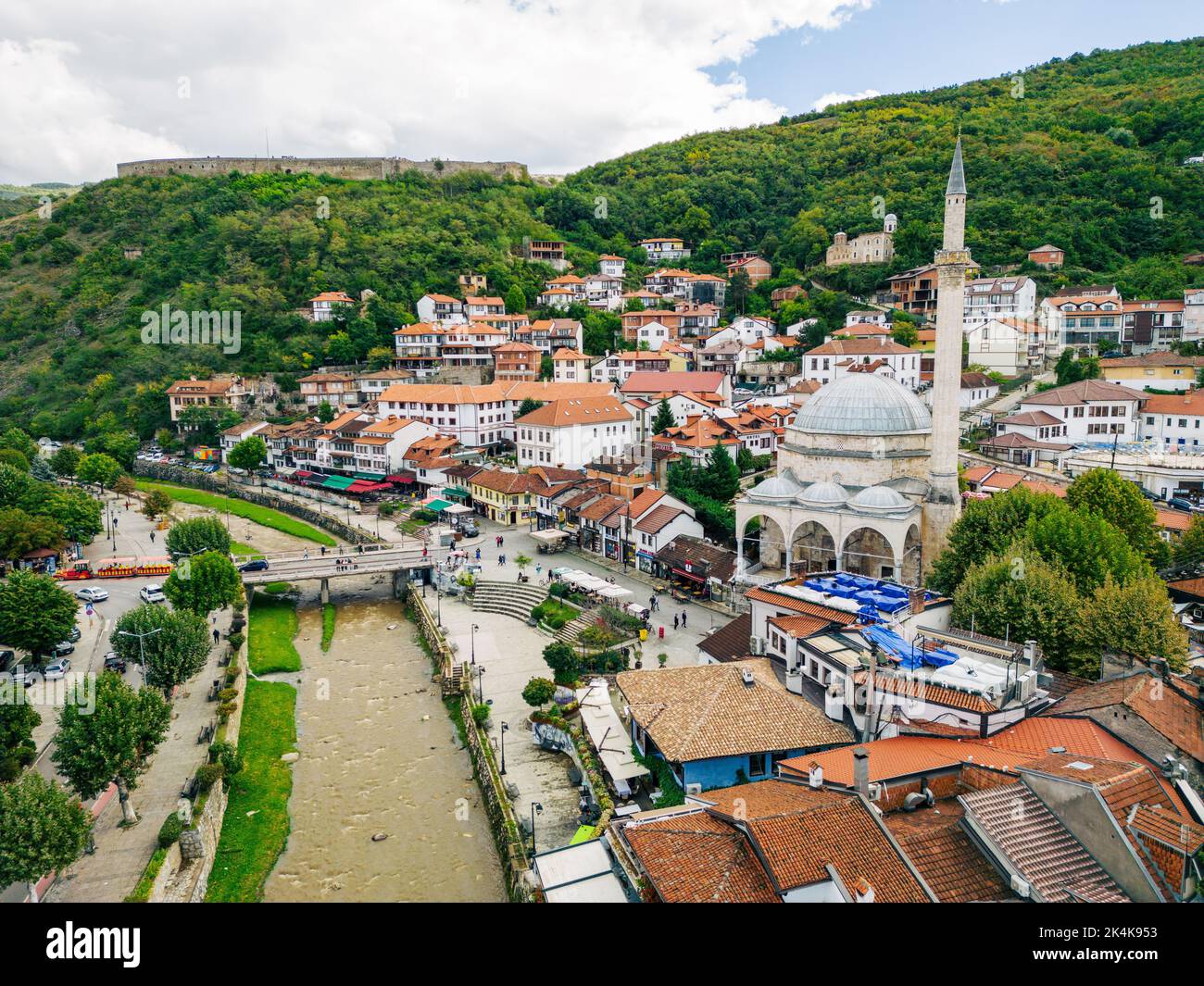 Prizren Old Town Aerial View. Sinan Pasha Mosque. Historic and ...
