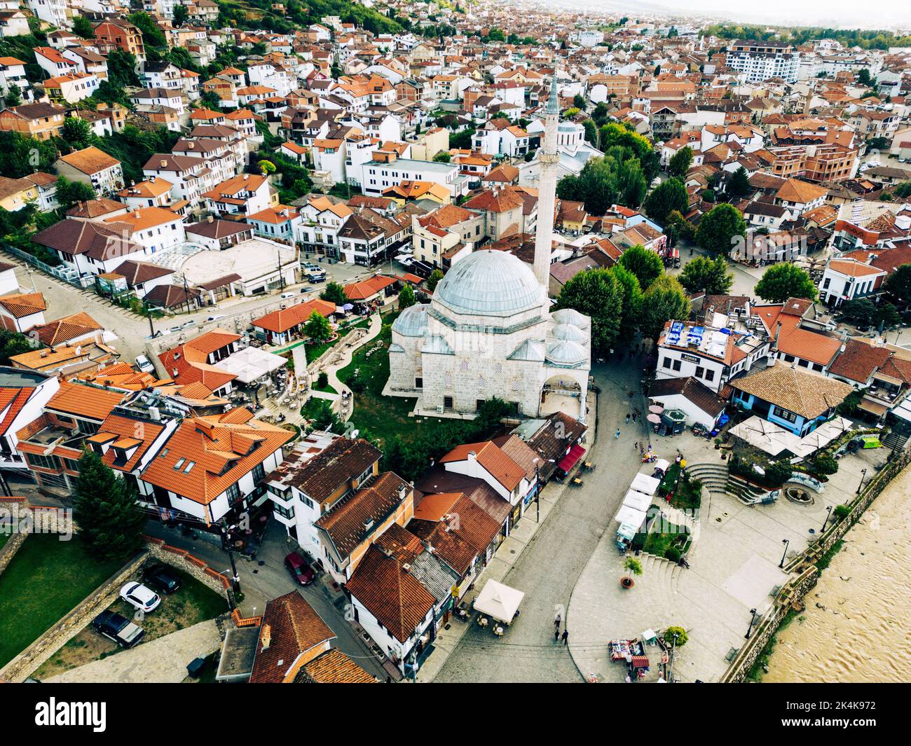 Prizren Old Town Aerial View. Sinan Pasha Mosque. Historic and ...