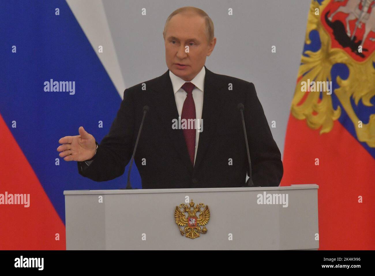 Moscow. The Russian President Vladimir Putin during the ceremony of ...