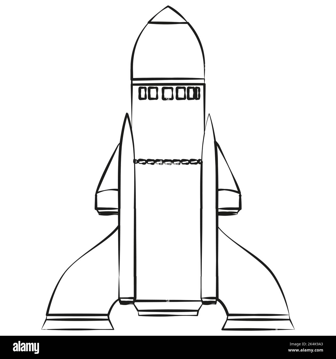 Black outline of space rocket with massive racks, isolated on white ...