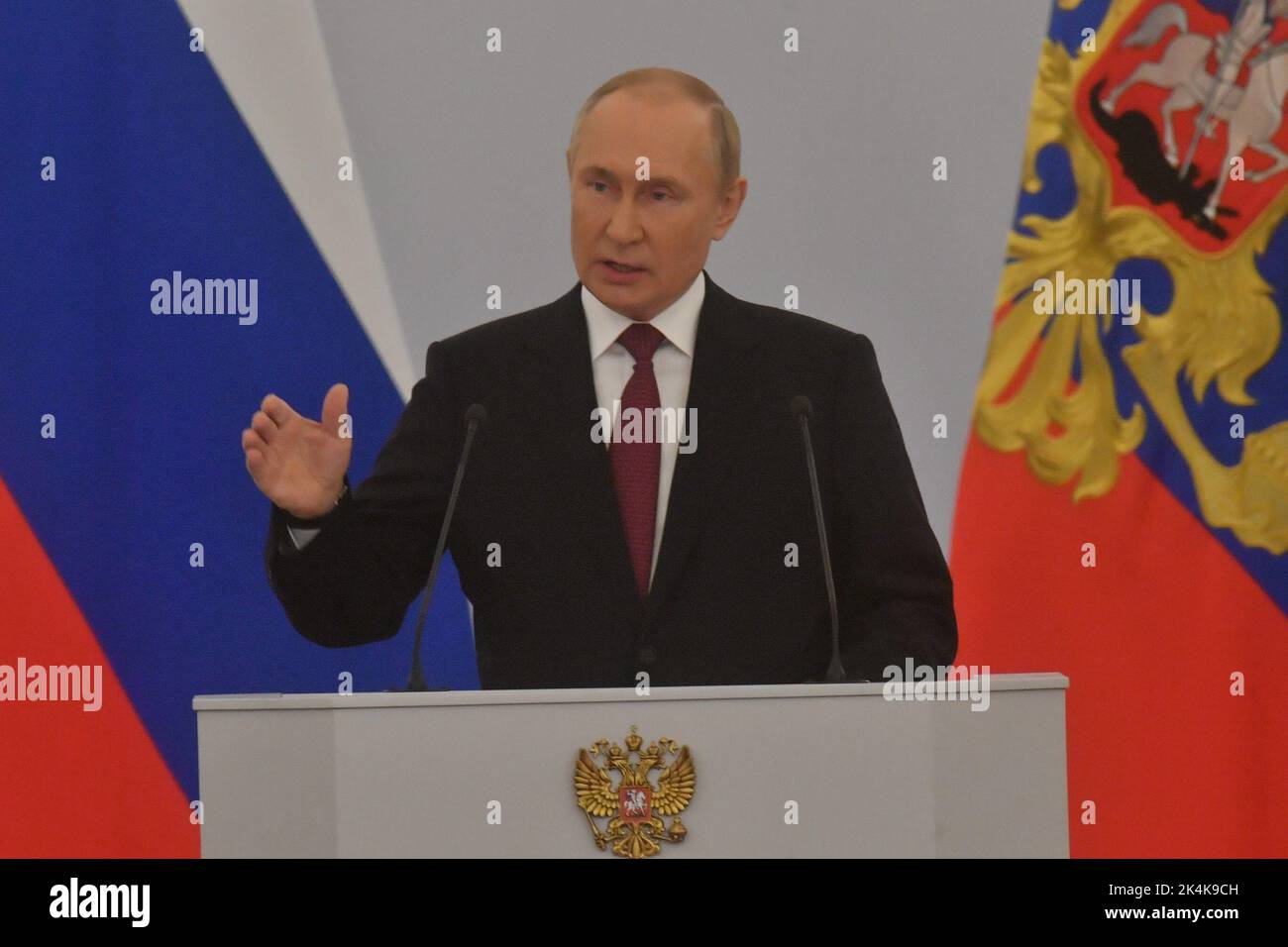 Moscow. The Russian President Vladimir Putin during the ceremony of ...