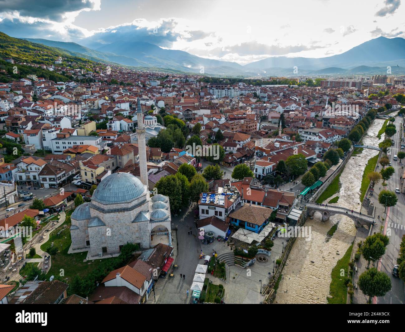 Prizren Old Town Aerial View. Sinan Pasha Mosque. Historic and ...