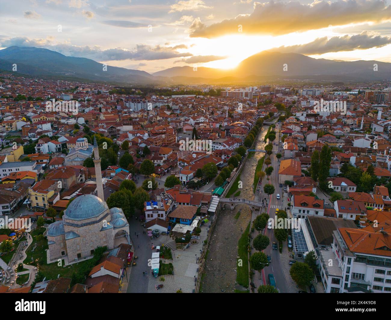 Prizren Old Town Aerial View. Sinan Pasha Mosque. Historic and ...