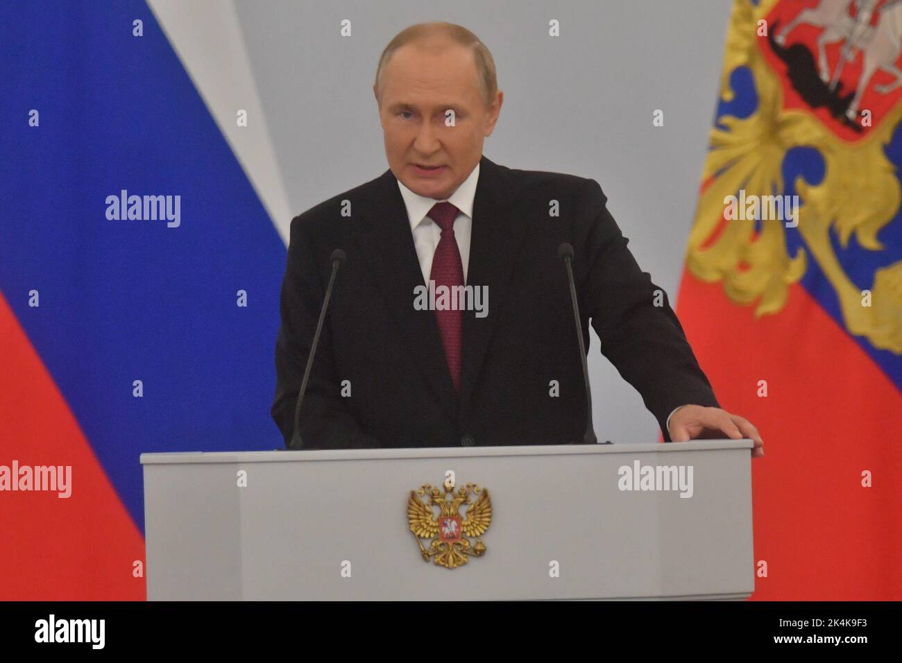 Moscow. The Russian President Vladimir Putin during the ceremony of ...