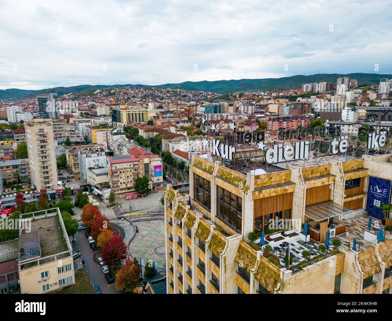Pristina Modern City Center and Residential Buildings. Aerial View over ...