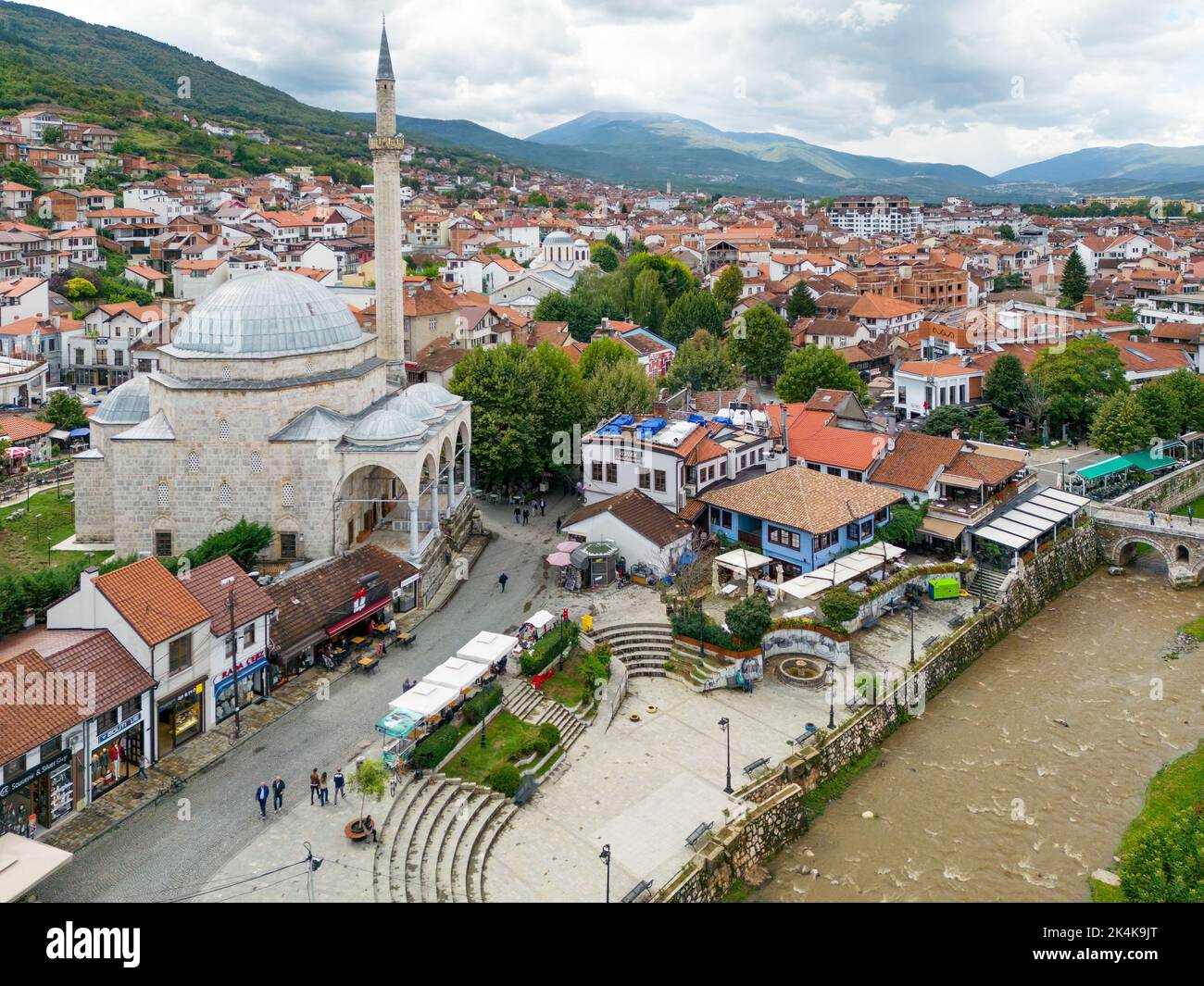 Prizren Old Town Aerial View. Sinan Pasha Mosque. Historic and ...