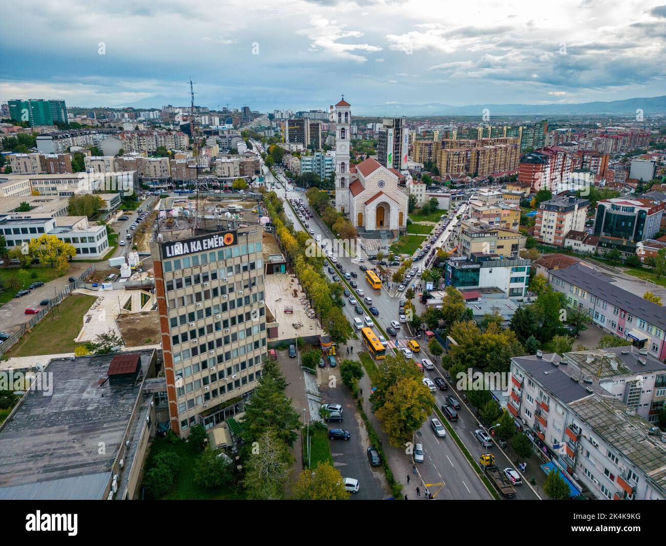 Pristina Modern City Center and Residential Buildings. Aerial View over ...