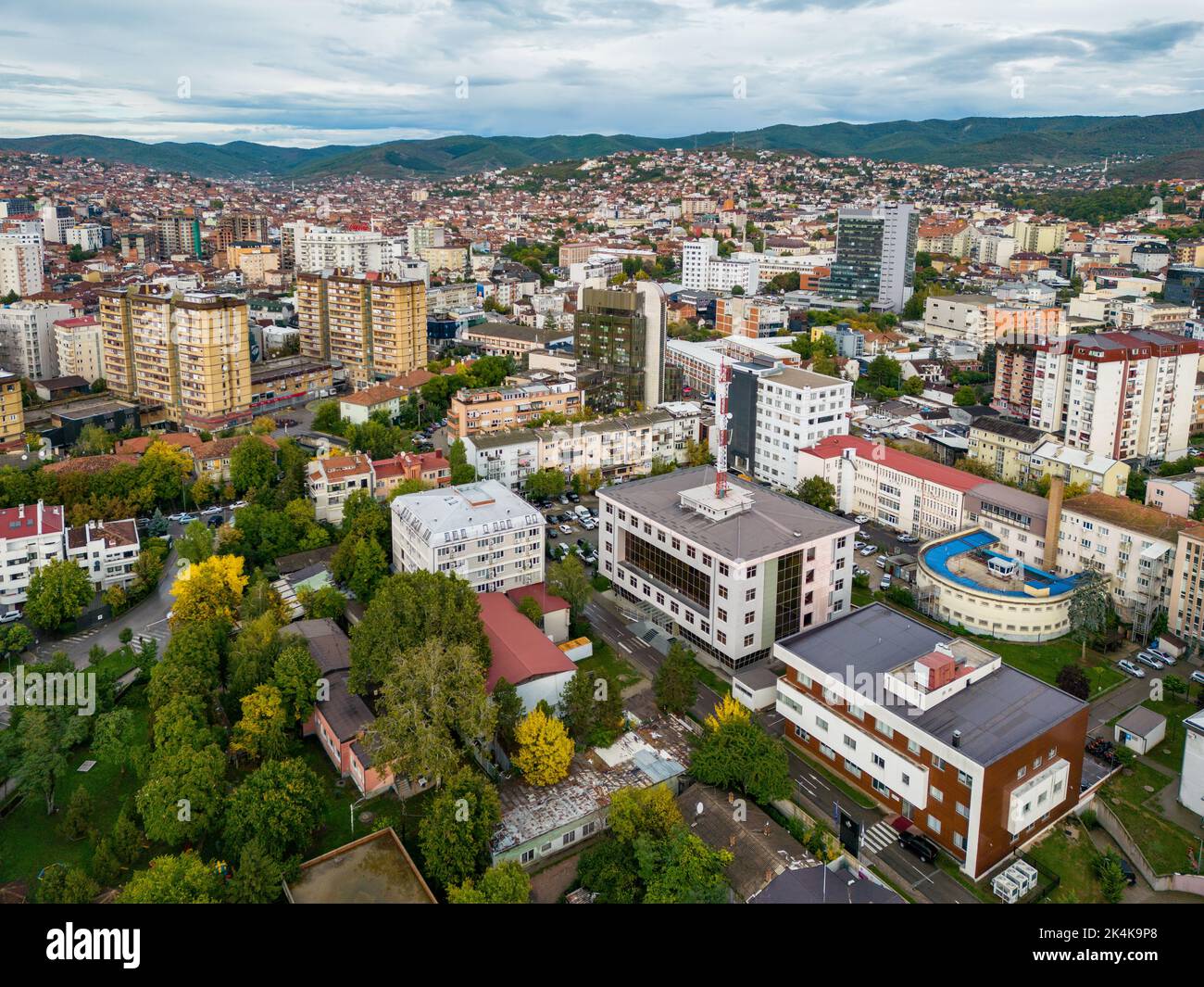 Pristina Modern City Center and Residential Buildings. Aerial View over ...