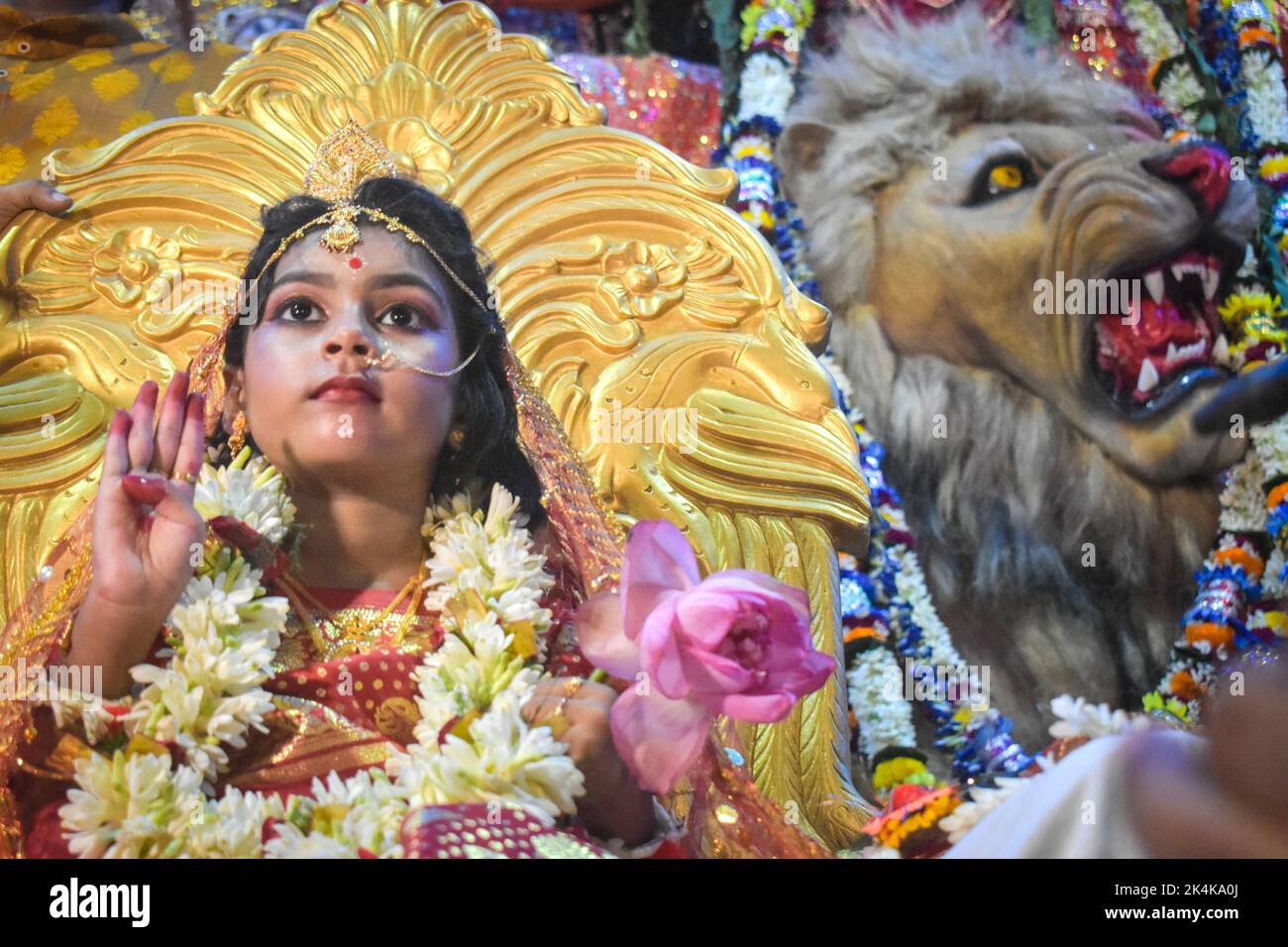 Kolkata, India. 03rd Oct, 2022. Sibangini Senapati, a five-year-old ...