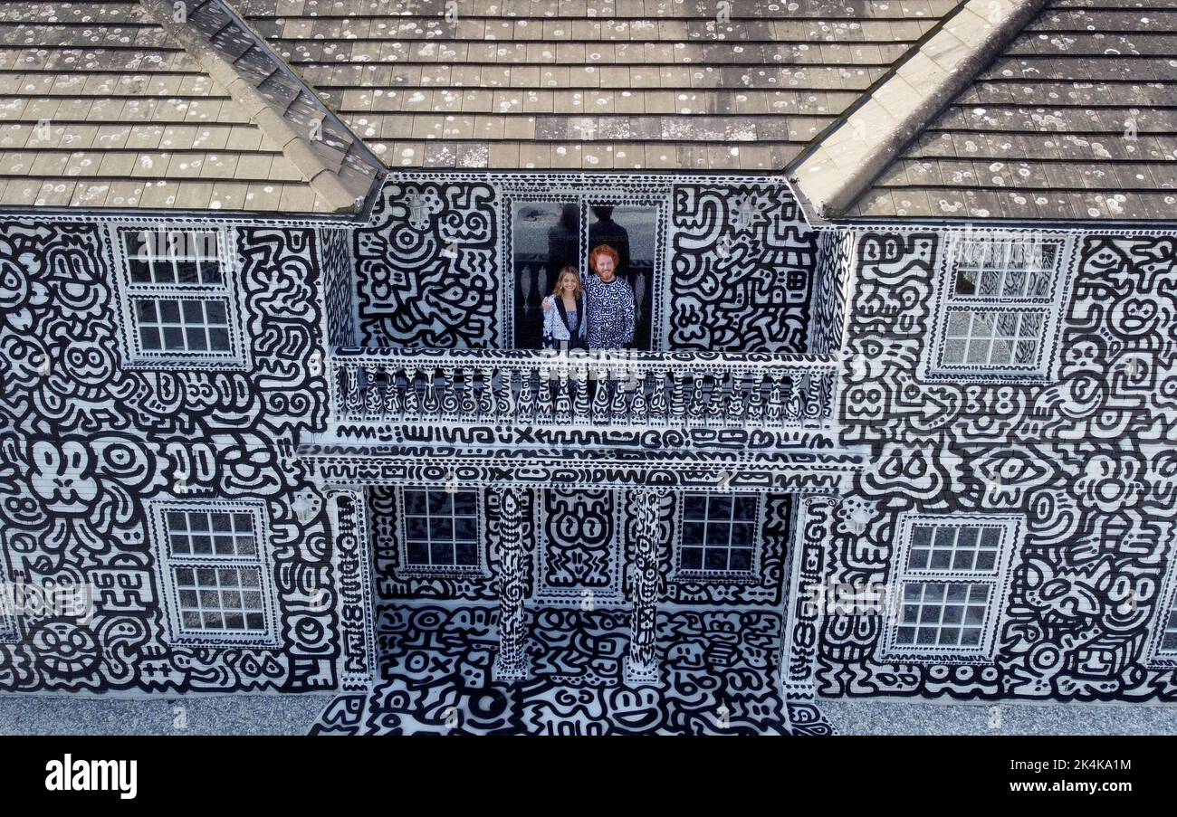 British artist Sam Cox, aka Mr Doodle, with his wife Alena, reveals the ...