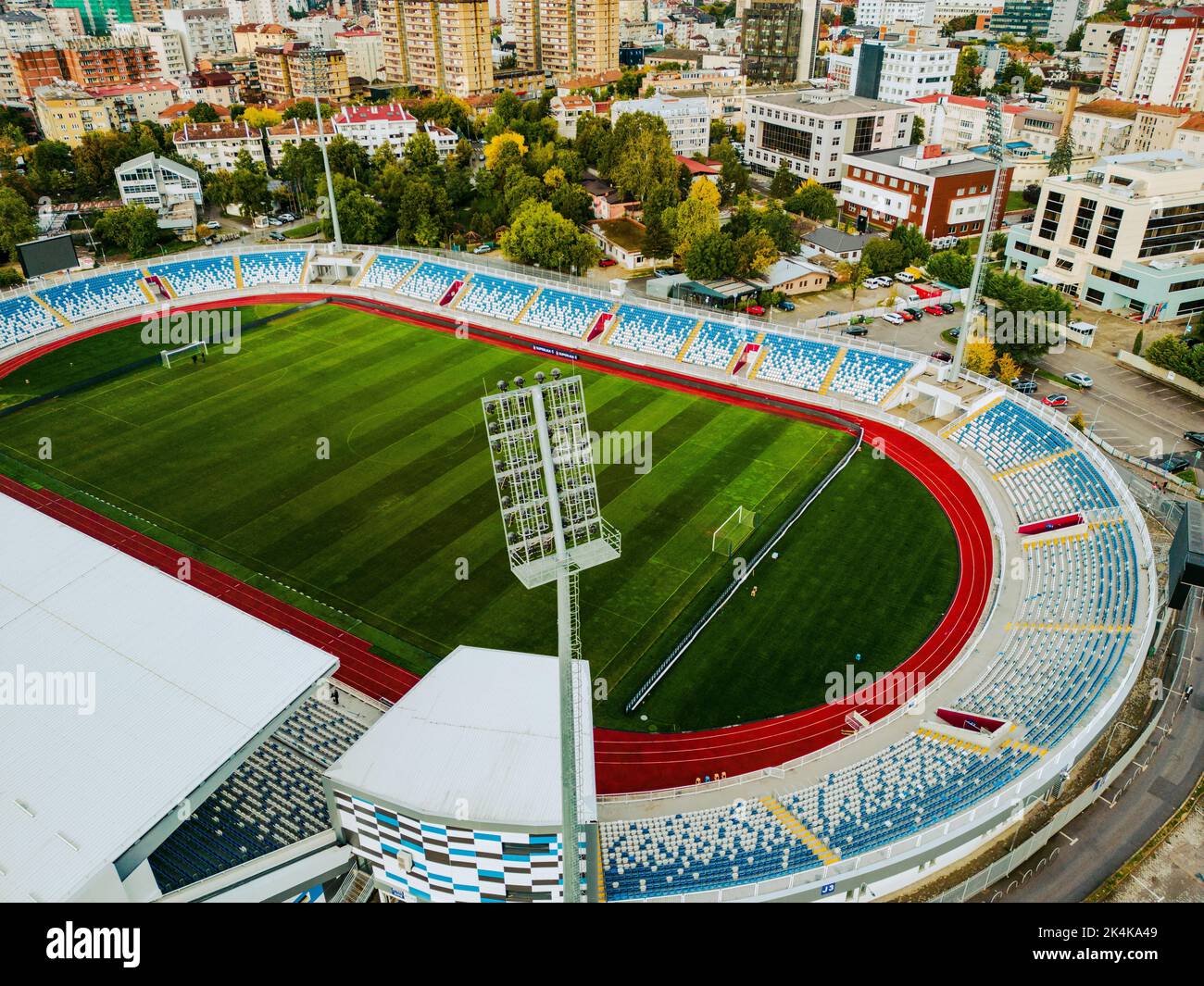 Fadil Vokrri Stadium. Pristina City Aerial View, Capital of Kosovo ...